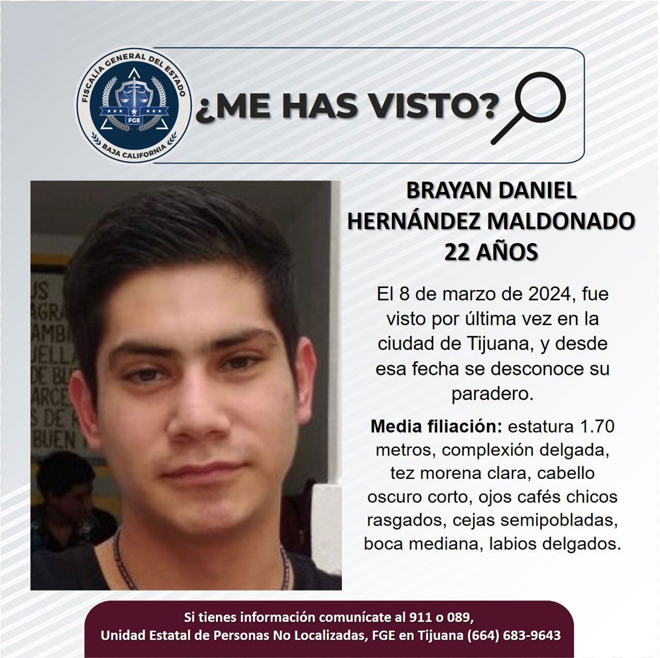 Buscan familiares a Brayan Daniel Hernández Maldonado, de 22 años ...