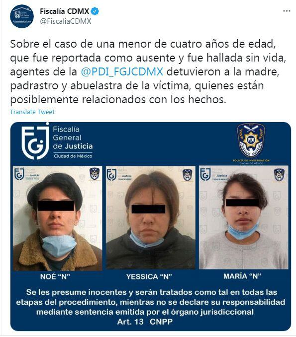 Detienen A Madre Padrastro Y Abuela De Menor Localizada Muerta En