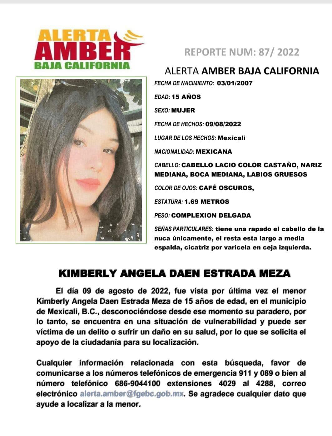 Activan alerta Amber para localizar a Kimberly Estrada Meza | Noticias ...