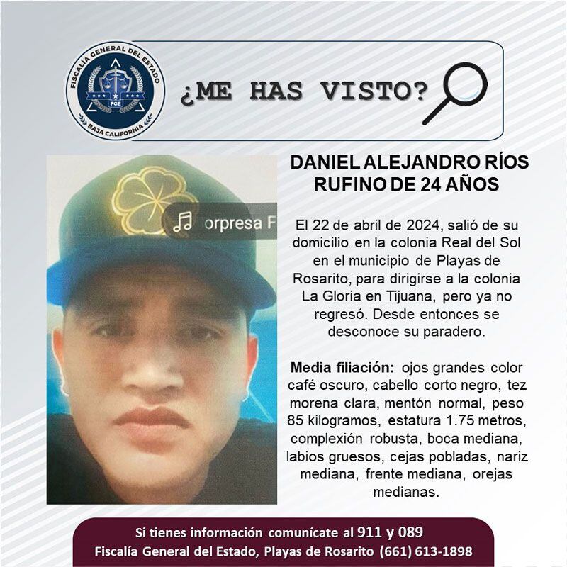 Buscan a Daniel Alejandro Ríos Rufino, de 24 años | Noticias de Tijuana ...