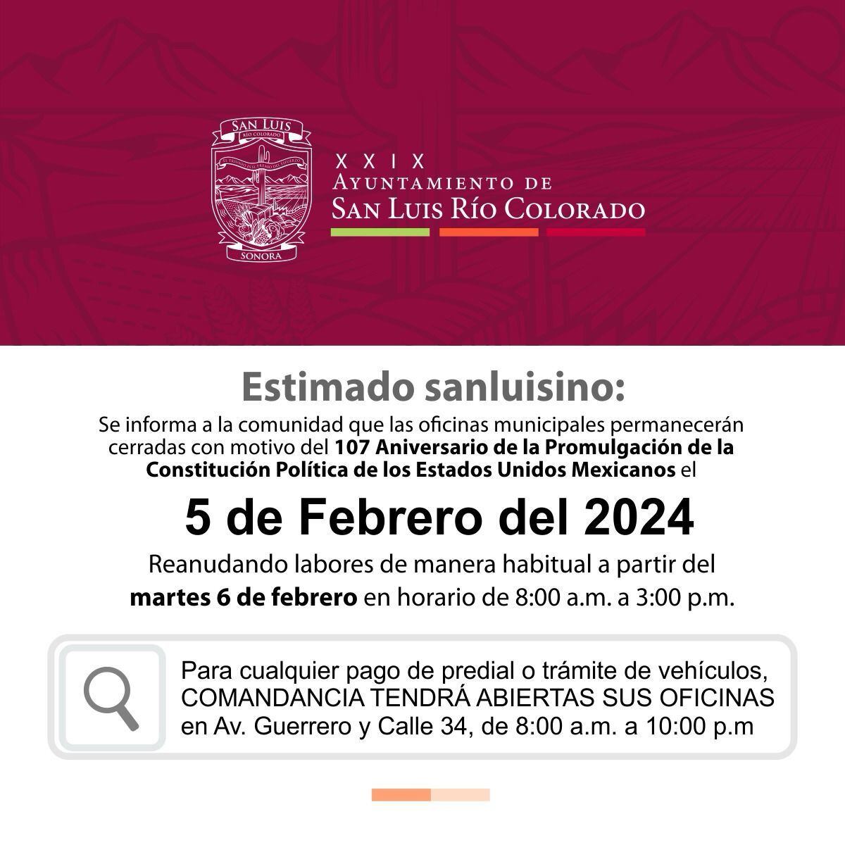 Este lunes será día inhábil en oficinas del Gobierno Municipal ...