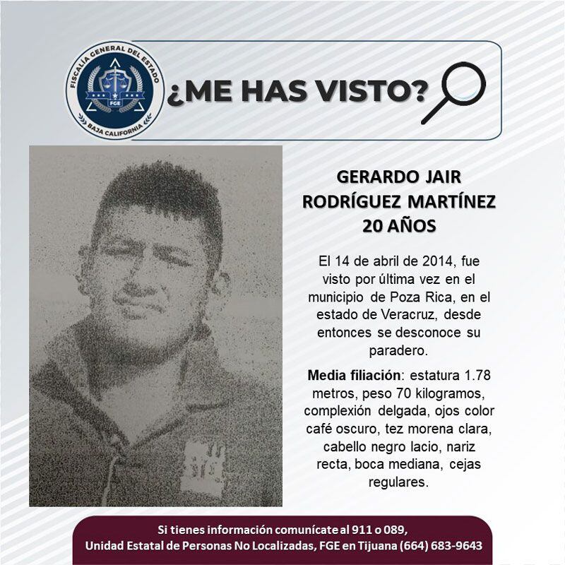 Gerardo Jair Rodríguez Martínez de 20 años, está desaparecido desde el ...