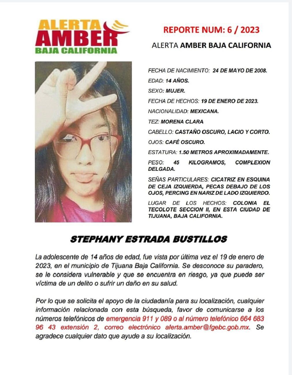 Activan Alerta Amber por la menor Stephany Estrada Bustillos | Noticias ...